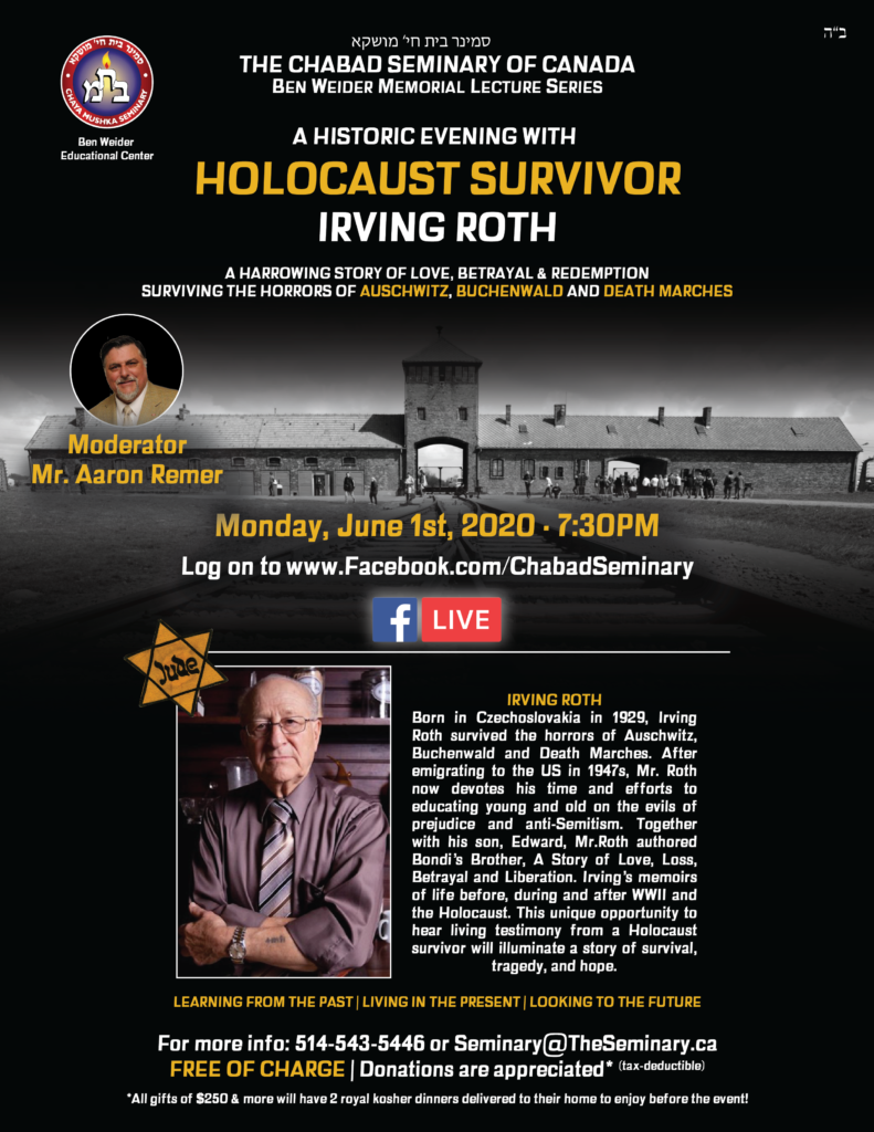 Evening with Irving Roth – The Seminary - Ben Weider educational centre